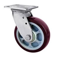 China Heavy Duty 304 Stainless Steel Red PU Casters 100-200mm Wheel 290-500kg Load Capacity for sale
