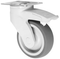 China TPR All-Plastic Medical Caster 100kg Load Capacity 4/5 Inch Single Ball Bearing Wheel for sale
