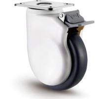 China Medium Duty Elastic TPR Caster Wheels 100mm 125mm with Thread Guard - 100kg Load Capacity, 32mm Width for sale