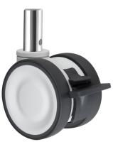 China Medium Duty Elastic TPR Twin Wheel Caster 4/5 Inch 100-150kg Load Capacity for Medical Equipment for sale