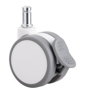 China 2.5 Inch White Silent Twin Wheel Caster with Top Plate and Single Brake - 25kg Load Capacity, 44.5mm Wheel Width for sale