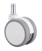 China 2.5 Inch White Silent Twin Wheel Caster with Top Plate and Single Brake - 25kg Load Capacity, 44.5mm Wheel Width for sale