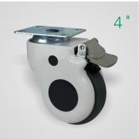 China Flat Base Medical Casters with Dual Brakes - 75-125mm Wheel Diameter, 100-150kg Load Capacity for sale