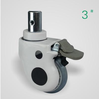 China 3 4 5 Inch High Quality TPR Double Ball Bearings Solid Stem Swivel Medical Hospital Bed Caster Wheels for sale