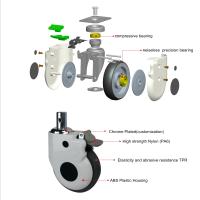 China Flat Base Medical Casters with Dual Brakes - 75-125mm Wheel Diameter, 100-150kg Load Capacity for sale