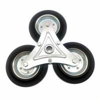 China 125mm Black Rubber Stair Climbing Wheel with Roller Bearing Heavy Duty 20mm Hole for sale