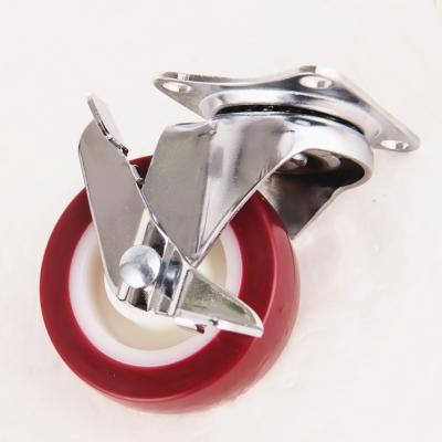 China PU Furniture Casters 50mm 75mm Zinc Plated with 35kg-65kg Load Capacity for Home Office for sale