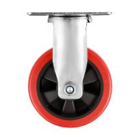China Red PU Industrial Castors 5 Inch 125mm Caster Wheels 100kg Load Capacity Trolley Wheels for sale