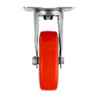 China Red PU Industrial Castors 5 Inch 125mm Caster Wheels 100kg Load Capacity Trolley Wheels for sale