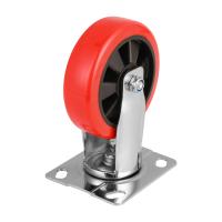 China Red PU Industrial Castors 5 Inch 125mm Caster Wheels 100kg Load Capacity Trolley Wheels for sale