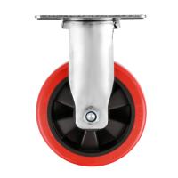China Medium Heavy Duty 80kg Red PU Polyurethane Caster Wheels with Double Ball Bearings for Trolleys for sale