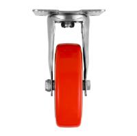 China Medium Heavy Duty 80kg Red PU Polyurethane Caster Wheels with Double Ball Bearings for Trolleys for sale