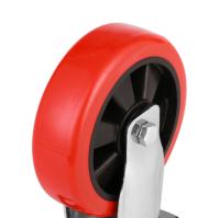 China Medium Heavy Duty 80kg Red PU Polyurethane Caster Wheels with Double Ball Bearings for Trolleys for sale