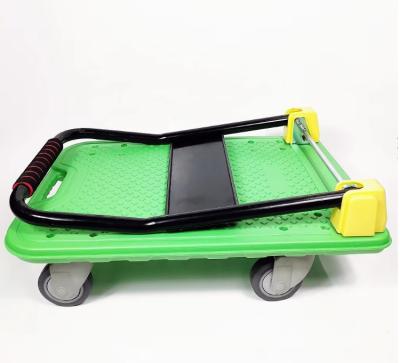 China PLEYMA Foldable Platform Trolley Push Cart 150kg Capacity with Noiseless TPR Wheels for Warehouse and Industrial Use for sale