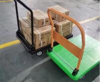 China PLEYMA Industrial Platform Hand Trolley - 200kg Capacity Folding Cart with Silent Rubber Wheels 70x50x25cm for sale