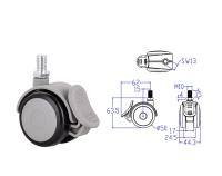 China 2 Inch Nylon Double Wheel Furniture Castors with M10 Threaded Stem - 40kg Load Capacity for sale