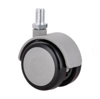 China 50mm TPU Dual Wheel Furniture Casters with Brake - 40kg Load Capacity, 2 Inch Grip Ring Stem for sale