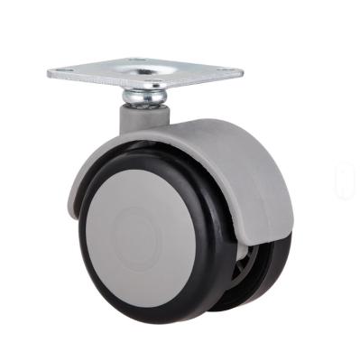 China 50mm TPU Dual Wheel Furniture Casters with Brake - 40kg Load Capacity, 2 Inch Grip Ring Stem for sale