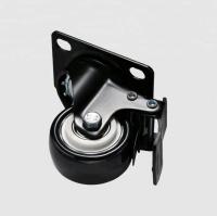 China 2-inch 50mm Box-packed Rotating Casters Double Brakes Heavy-load Capacity And Smooth Moving Top Plate Furniture-grade Black PVC Casters for sale