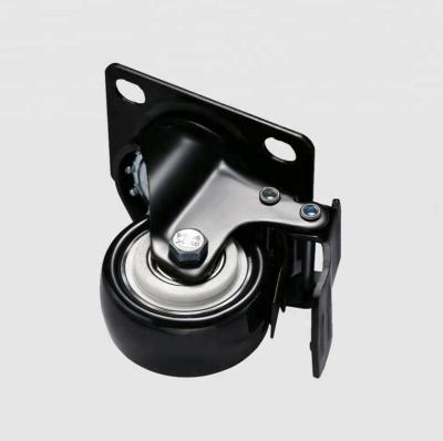 China 2-inch 50mm Box-packed Rotating Casters Double Brakes Heavy-load Capacity And Smooth Moving Top Plate Furniture-grade Black PVC Casters for sale