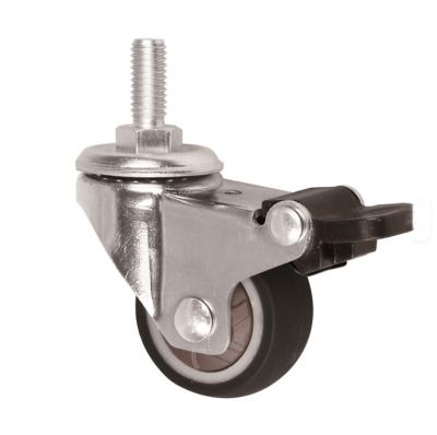 China PLEYMA 1-3 Inch Swivel Chrome Plated TPR Furniture Caster with Brake 25mm Wheel 50kg Load for sale