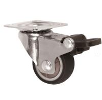 China PLEYMA 1-3 Inch Swivel Chrome Plated TPR Furniture Caster with Brake 25mm Wheel 50kg Load for sale