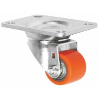 China Small Orange 1.5 2 Inch Double Ball Bearing PU Plate Caster 100-150kgs Load Capacity Swivel Wheel for sale