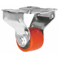 China Small Orange 1.5 2 Inch Double Ball Bearing PU Plate Caster 100-150kgs Load Capacity Swivel Wheel for sale