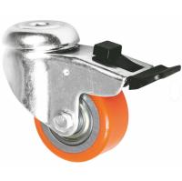 China Small Orange 1.5 2 Inch Double Ball Bearing PU Plate Caster 100-150kgs Load Capacity Swivel Wheel for sale