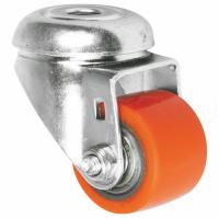 China Small Orange 1.5 2 Inch Double Ball Bearing PU Plate Caster 100-150kgs Load Capacity Swivel Wheel for sale