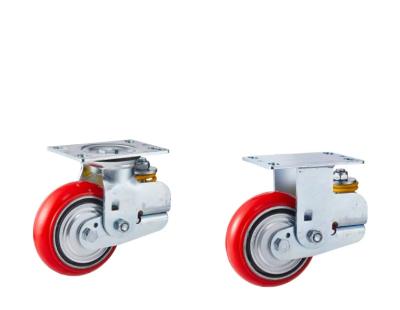 China Heavy Duty Shock Absorbing Caster Wheels 5-8 Inch PU 350-430kg Load Capacity Industrial Swivel Casters for sale