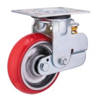 China Heavy Duty Shock Absorbing Caster Wheels 5-8 Inch PU 350-430kg Load Capacity Industrial Swivel Casters for sale