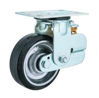 China 8 Inch Heavy Duty Industrial Single Spring Loaded Swivel Caster 350kg Capacity Rubber Wheel Aluminum Core for sale