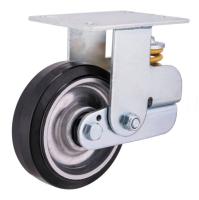 China 8 Inch Heavy Duty Industrial Single Spring Loaded Swivel Caster 350kg Capacity Rubber Wheel Aluminum Core for sale