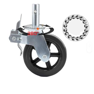 China 4 Pack 8x2 Inch Heavy Duty Scaffolding Casters with Dual Locking Brake Rubber Swivel Wheels 360 Degree Rolling for sale