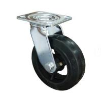 China 6 Inch Heavy Duty Swivel Cast Iron Rubber Caster Wheels 200mm Roller Bearing Trolley for sale