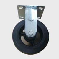 China 6 Inch Heavy Duty Swivel Cast Iron Rubber Caster Wheels 200mm Roller Bearing Trolley for sale