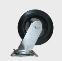 China 6 Inch Heavy Duty Swivel Cast Iron Rubber Caster Wheels 200mm Roller Bearing Trolley for sale
