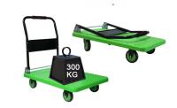 China Heavy Duty 400kg Plastic Folding Platform Hand Trolley Cart with 860x565mm Deck and 5 Inch Wheels for sale