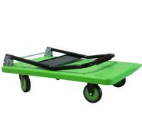 China Heavy Duty 400kg Plastic Folding Platform Hand Trolley Cart with 860x565mm Deck and 5 Inch Wheels for sale