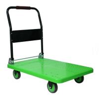 China Heavy Duty 400kg Plastic Folding Platform Hand Trolley Cart with 860x565mm Deck and 5 Inch Wheels for sale