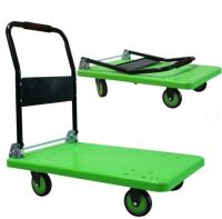 China Heavy Duty 400kg Plastic Folding Platform Hand Trolley Cart with 860x565mm Deck and 5 Inch Wheels for sale
