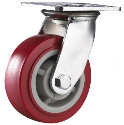 China Industrial 6 Inch Heavy Duty PU Castor 150mm 330kg Load Capacity with Double Ball Bearing for sale