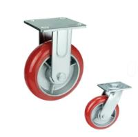 China Industrial Red Polyurethane Caster Wheels 4 to 8 Inch Iron and PP Core Heavy Duty 400kg Load Capacity for sale