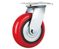 China Industrial Red Polyurethane Caster Wheels 4 to 8 Inch Iron and PP Core Heavy Duty 400kg Load Capacity for sale