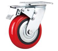 China Industrial Red Polyurethane Caster Wheels 4 to 8 Inch Iron and PP Core Heavy Duty 400kg Load Capacity for sale