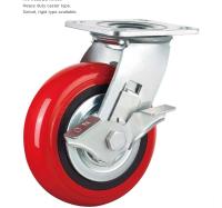 China Industrial Red Polyurethane Caster Wheels 4 to 8 Inch Iron and PP Core Heavy Duty 400kg Load Capacity for sale