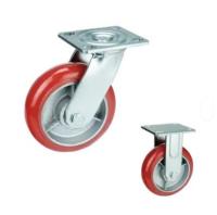 China Industrial Red Polyurethane Caster Wheels 4 to 8 Inch Iron and PP Core Heavy Duty 400kg Load Capacity for sale