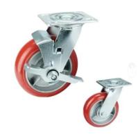 China Industrial Red Polyurethane Caster Wheels 4 to 8 Inch Iron and PP Core Heavy Duty 400kg Load Capacity for sale