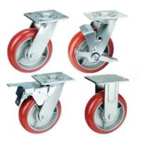 China Industrial Red Polyurethane Caster Wheels 4 to 8 Inch Iron and PP Core Heavy Duty 400kg Load Capacity for sale